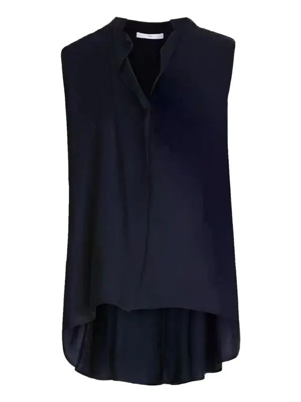 High Sleeveless V-neck Blouse - Blue