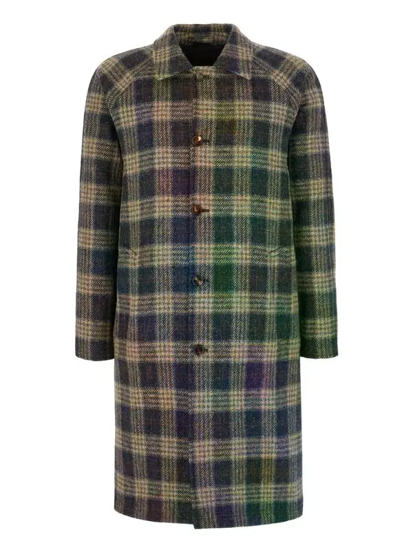 KIRED Checked Wool Reversible Coat - Brown