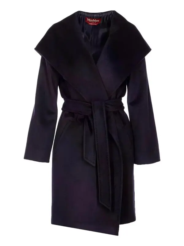 Max Mara Belted Wool Coat - Blue