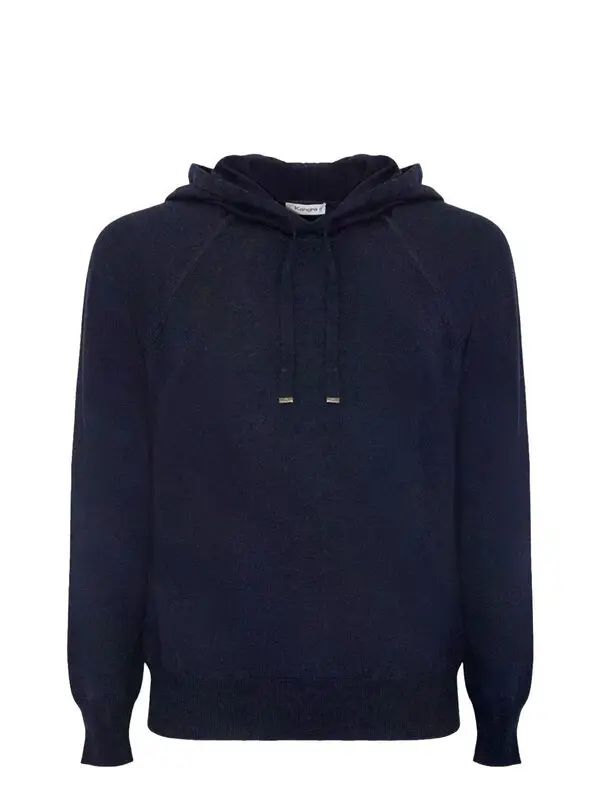 KANGRA Hoodie With Ribbed Hem - Blue