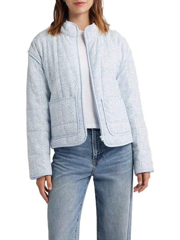 THREAD & SUPPLY Quilted Jacket - Ivory Blue Combo