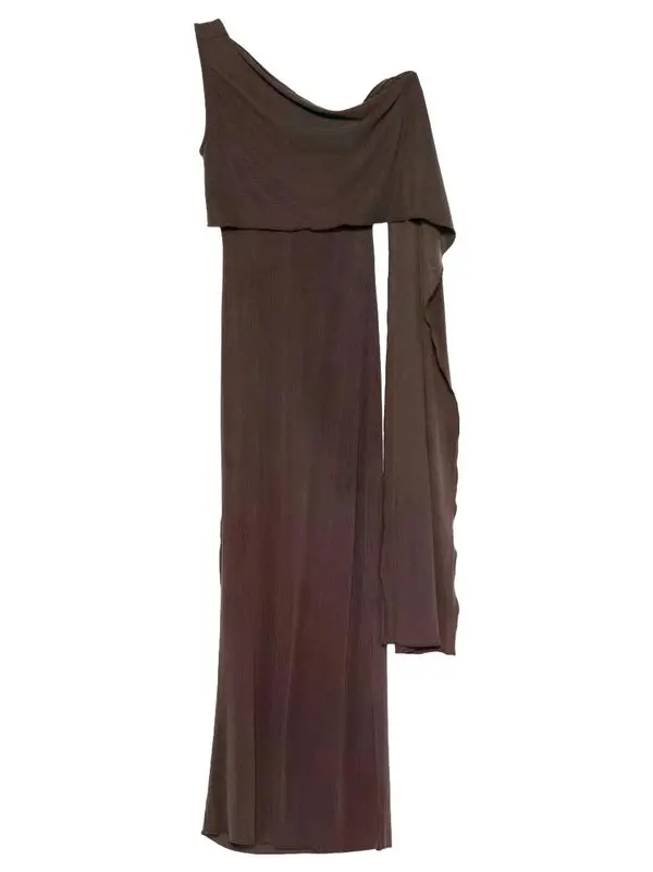 AYA MUSE Fine-ribbed One-shoulder Maxi Dress - Brown