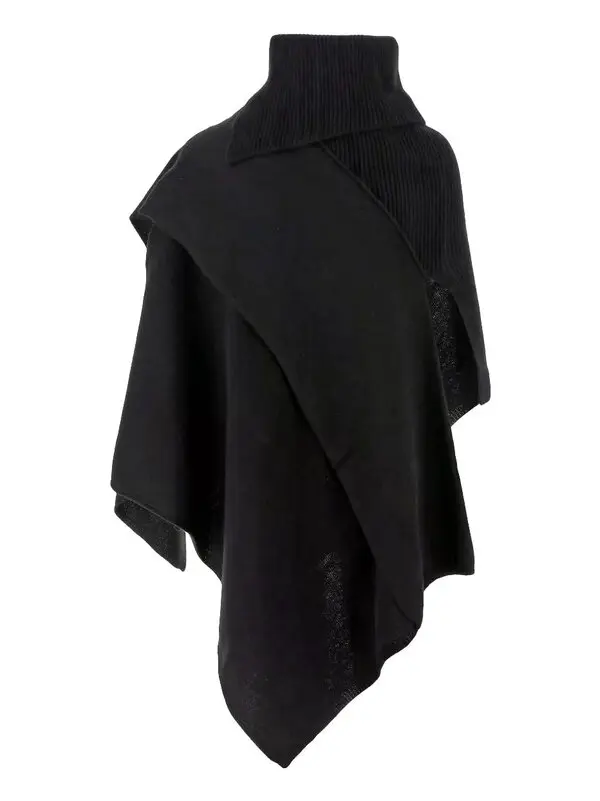 NICCOLO PASQUALETTI Turtleneck Ribbed-knit Poncho - Black