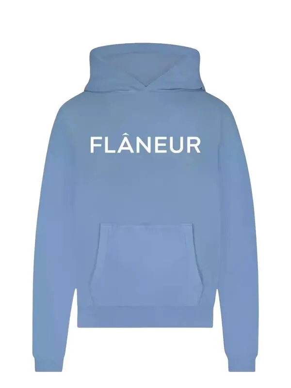 FLANEUR Logo-print Hoodie - Blue