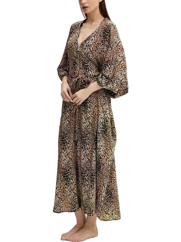 Melissa Odabash Bonnie Leopard Print Kaftan - Neutrals