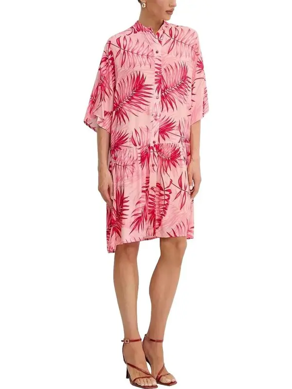 Liu Jo Leaf-print Midi Dress - Pink