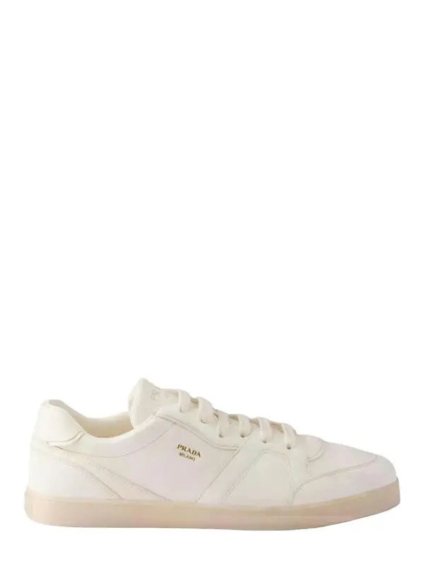 Prada Logo-print Leather Trainers - Neutrals