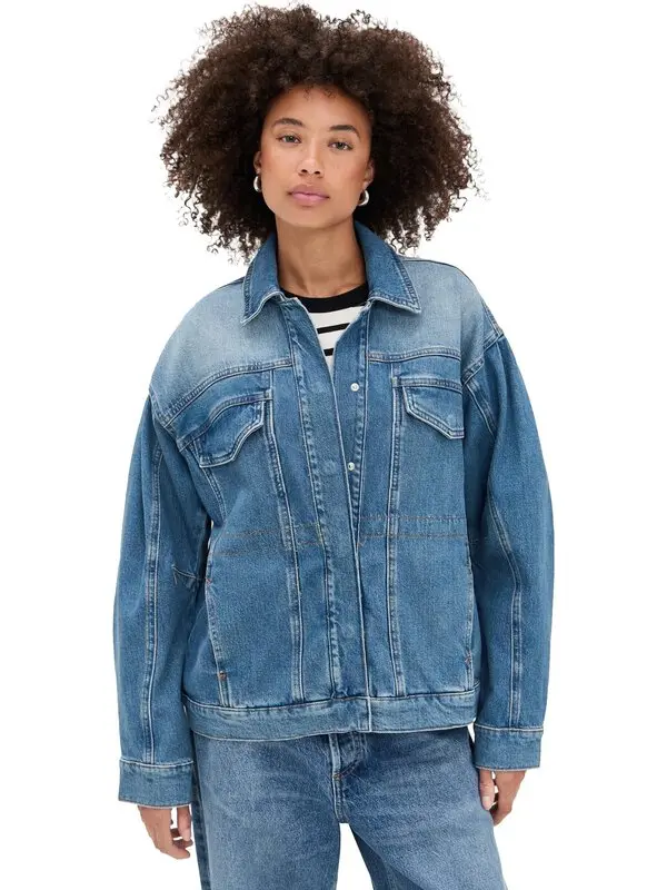 Good American Barrel Sleeve Denim Jacket - Indigo912
