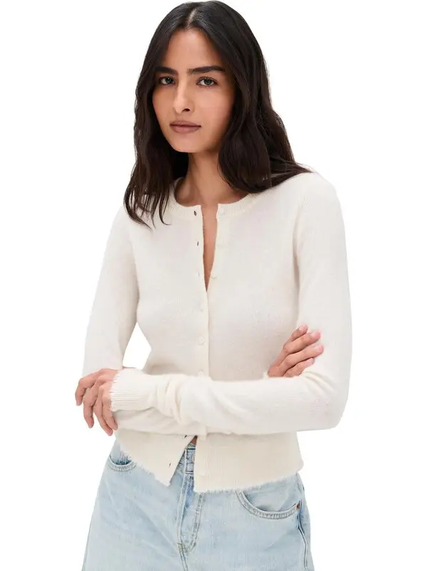 RE/DONE Cashmere Crewneck Cardigan - Ivory