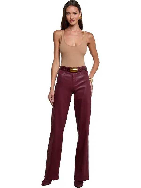 L'Agence Clayton Coated Wide-leg Jean - Dark Port Coated