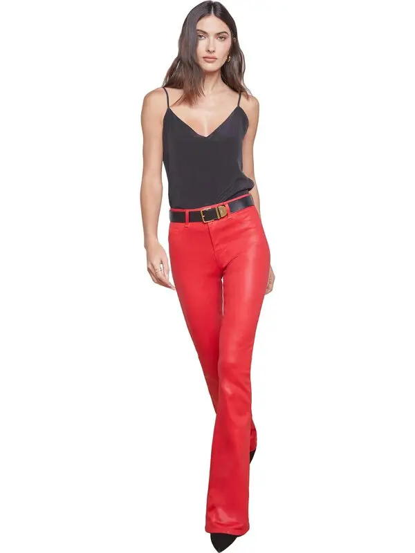 L'Agence Marty Coated Flare Jean - Tango Red Coated