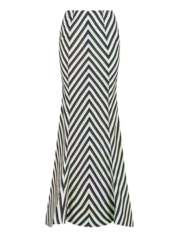 Rosie Assoulin Herringbone Fishtail Maxi Skirt - Grey