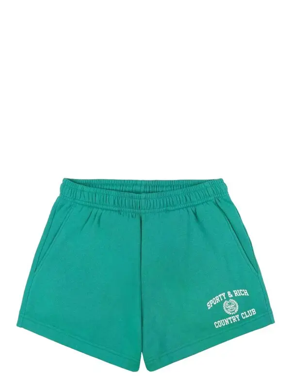 SPORTY & RICH Varsity Logo-print Shorts - Green