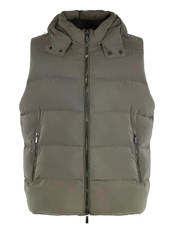 MOORER Quilted Hooded Waistcoat - Green