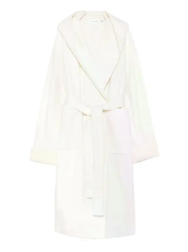 AYA MUSE Hooded Coat With Knitted Cuffs - Neutrals