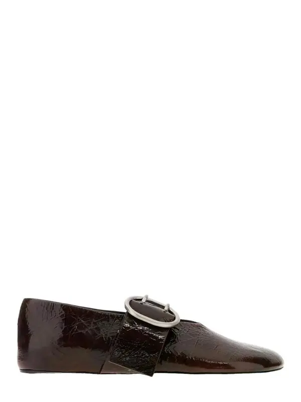 JIL SANDER Buckle-detail Leather Ballerina Flats - Brown