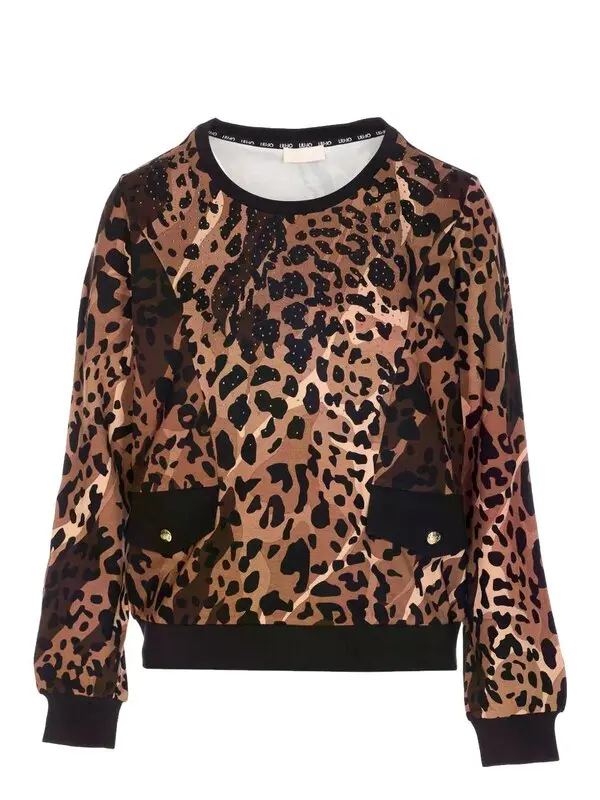 Liu Jo Leopard-print Embellished Sweater - Brown