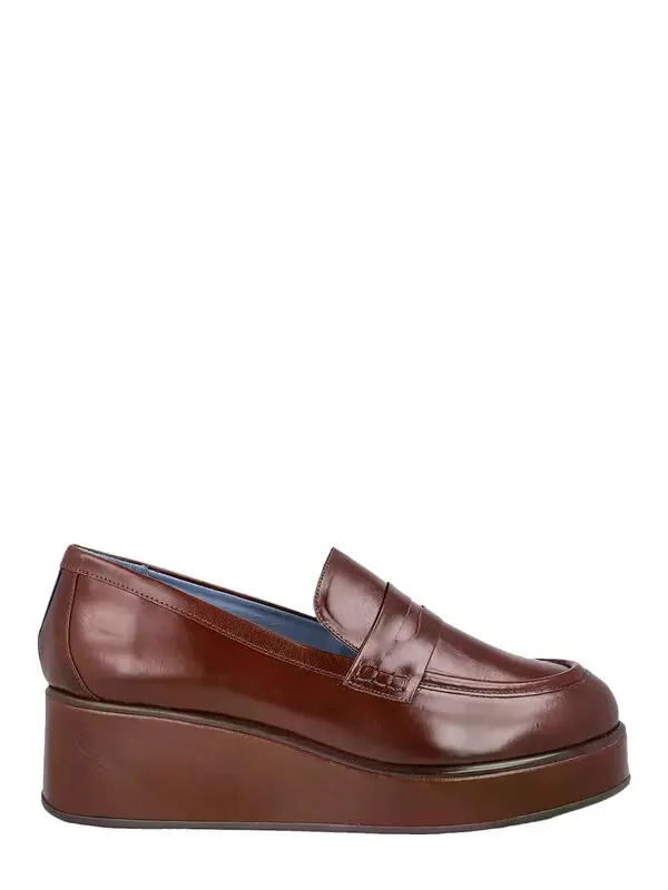 BIRD&CO Leather Wedge Loafers - Brown