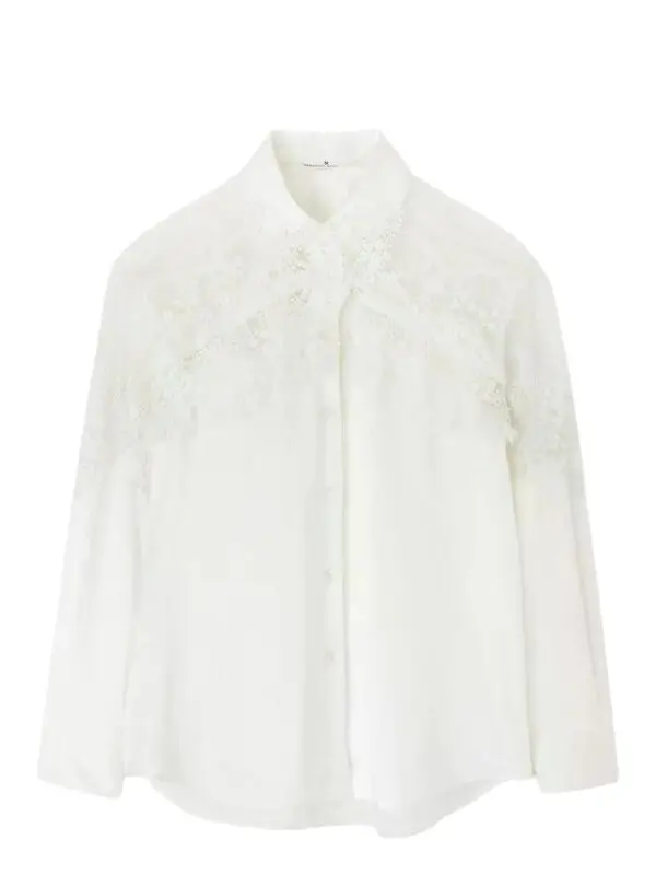 Ermanno Scervino Lace-detailed Silk Shirt - Neutrals