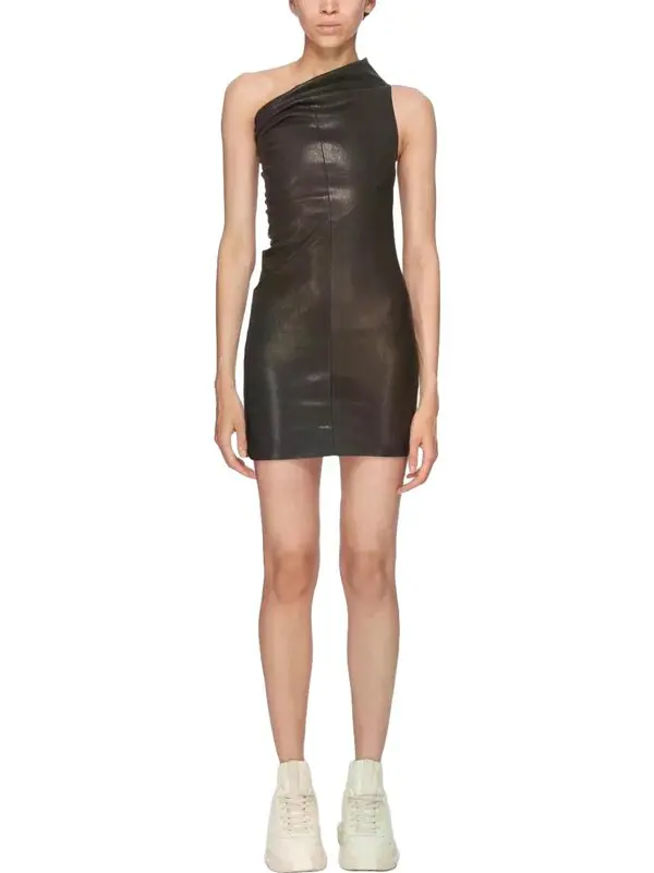 Rick Owens Draped One-shoulder Mini Dress - Brown