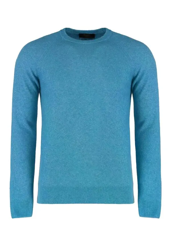 MOORER Ribbed Crew-neck Sweater - Blue
