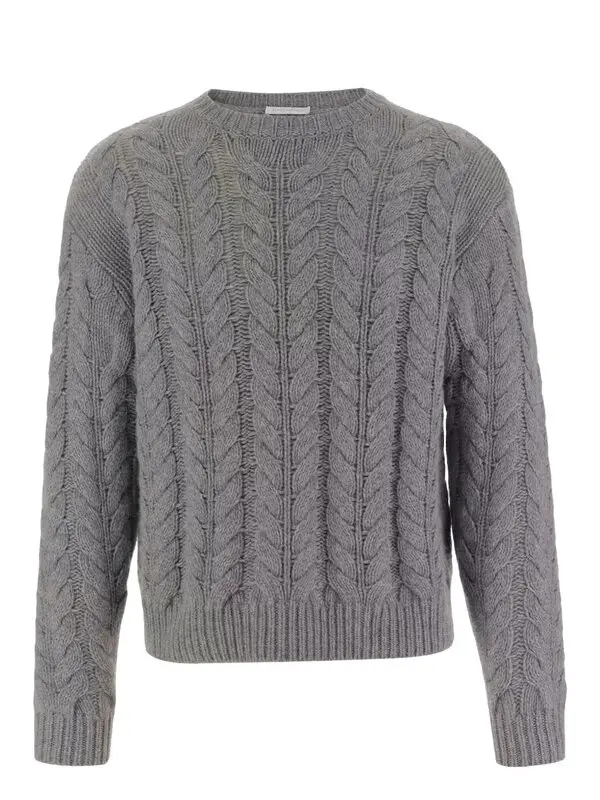 OLIVER LATTUGHI Cable-knit Crew-neck Sweater - Grey