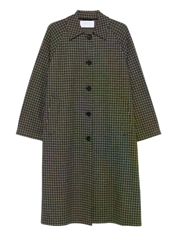 Harris Wharf London Checked Button Coat - Green