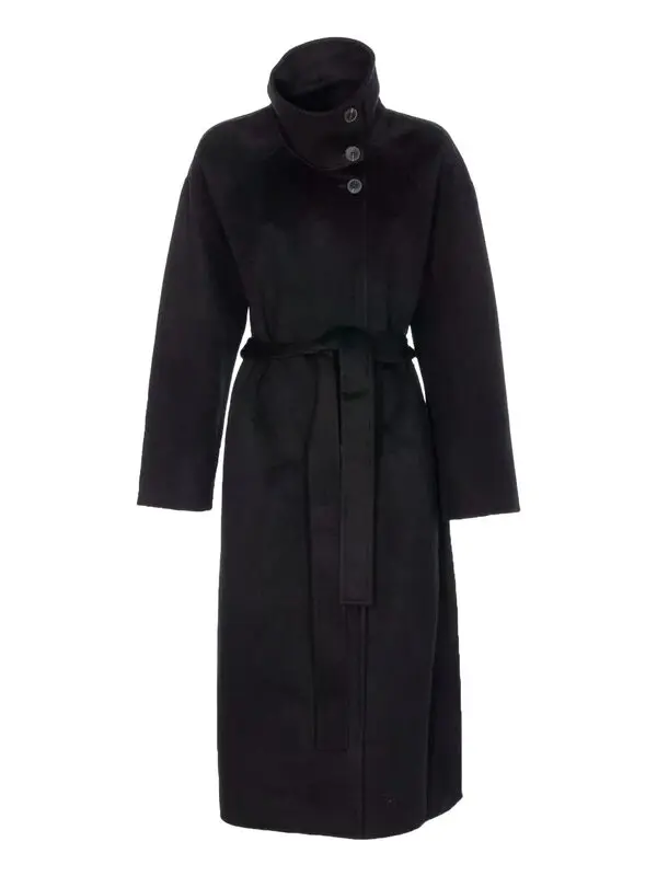 THE DYNAMIS STUDIO Belted Button-fastening Coat - Black