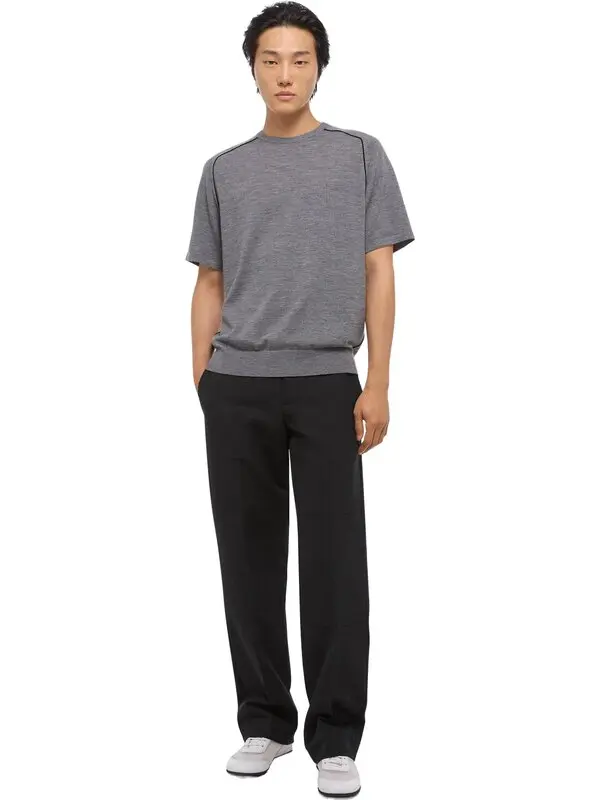Helmut Lang Contrast Seam Tee - Grey Melange/black
