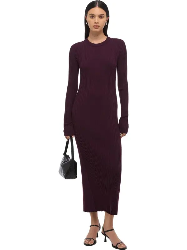 Helmut Lang Open-back Ribbed Maxi Dress - Eggplant