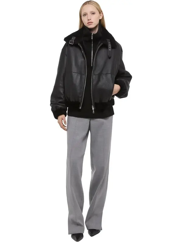 Helmut Lang Shearling Bomber - Black