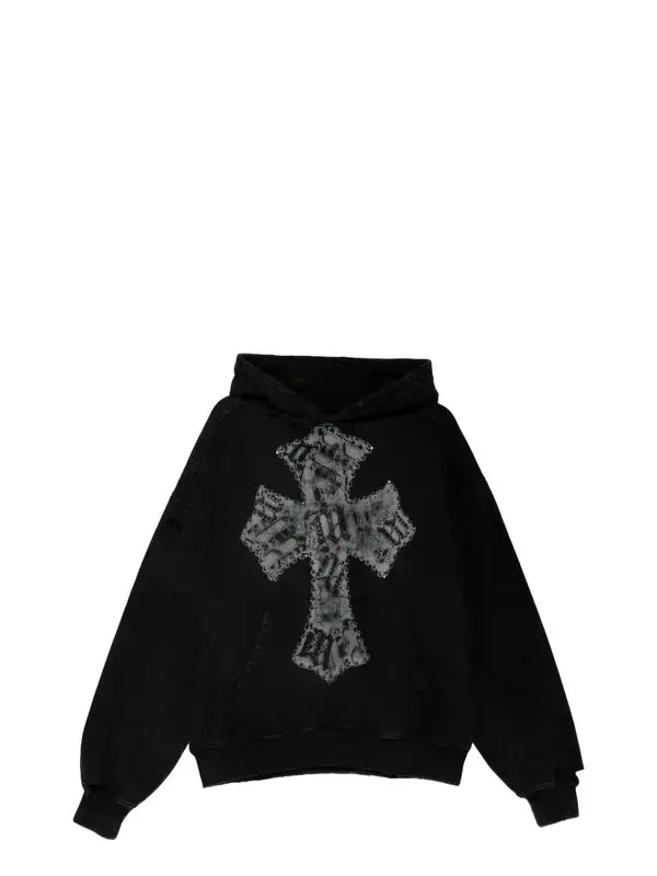 MISBHV Cross-appliqué Cotton Hoodie - Black