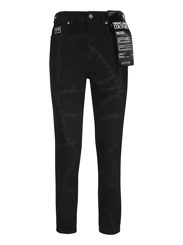 Versace Printed Skinny Jeans - Black