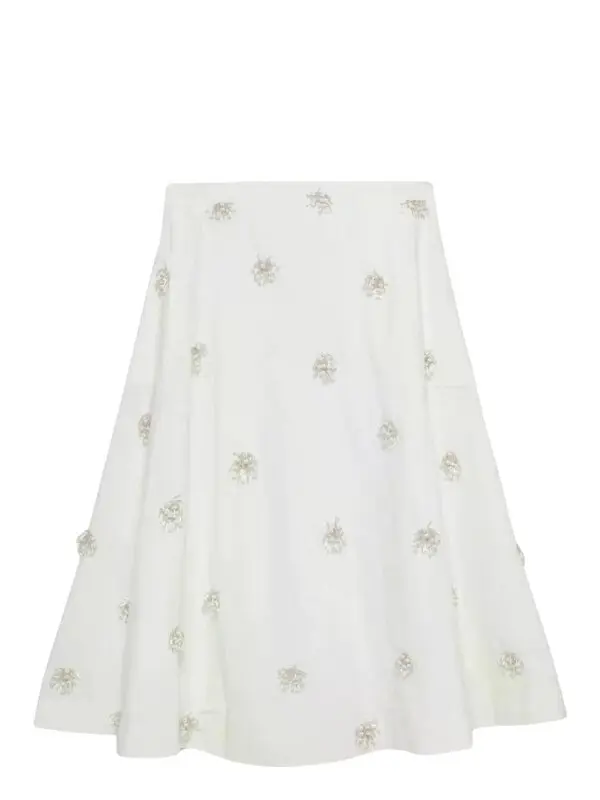 Simkhai Embellished Cotton Pleated Skirt - White