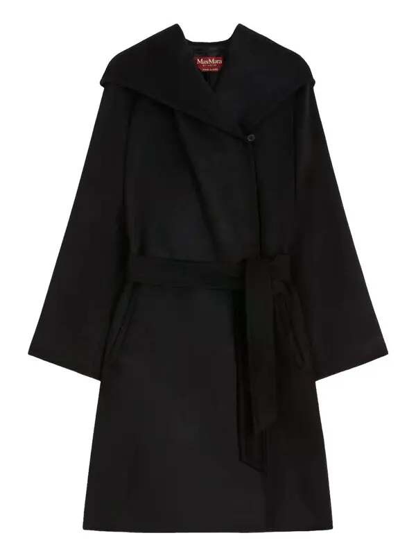 Max Mara Hooded Belted Wrap Coat - Black