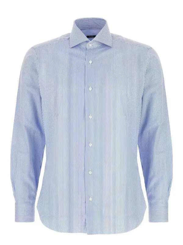 BARBA NAPOLI Striped Long-sleeve Shirt - Blue