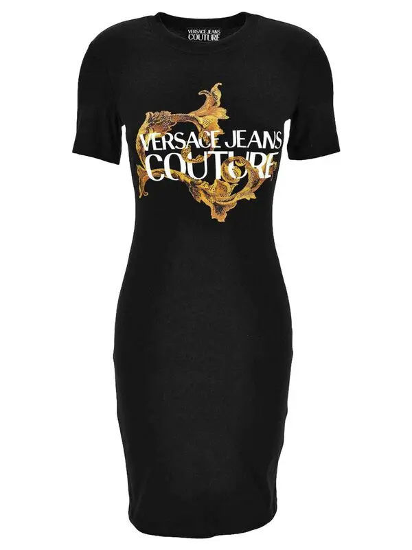 Versace Printed Midi Dress - Black