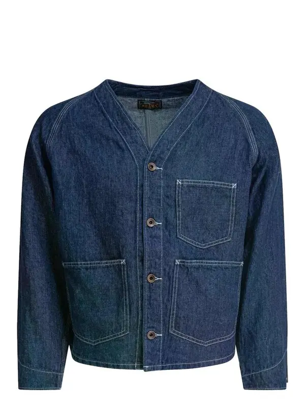 BEAMS Denim Raglan Jacket - Blue
