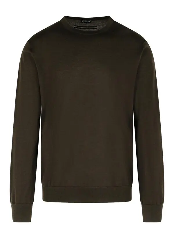 Zegna Cashmere Blend Crew Neck Sweater - Brown