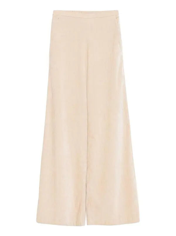 FORTE_FORTE Velvet High-waisted Trousers - Beige