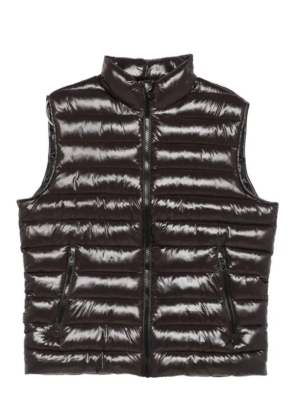 SAVE THE DUCK Zip-up Padded Vest - Marrone E Nero
