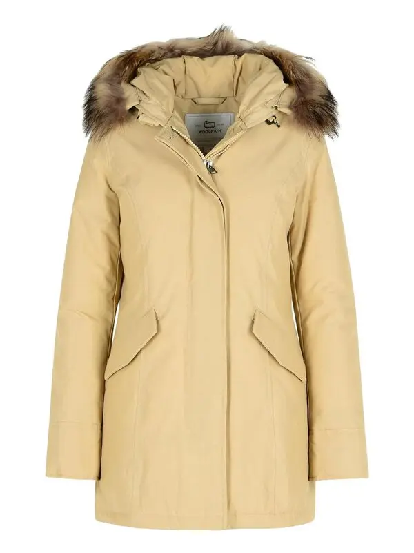 Woolrich Artic Cotton Blend Parka With Fur Trim - Beige