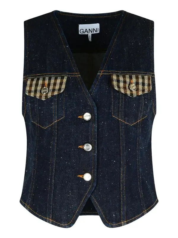 GANNI Cotton Vest - Blue