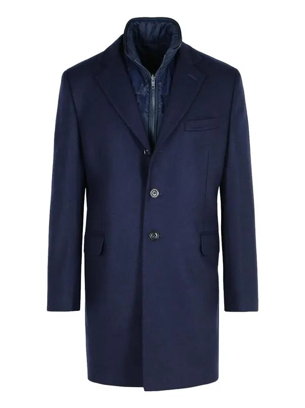 FAY Wool-cashmere Blend Coat With Removable Vest - Navy