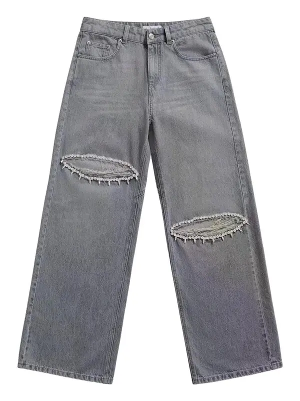AREA Crystal-embellished Jeans - Grey