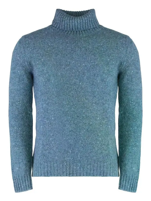 MOORER Ribbed Turtleneck Sweater - Blue