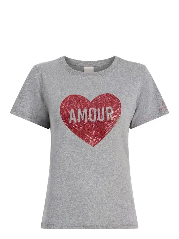 Cinq À Sept Heart-embellished T-shirt - Grey