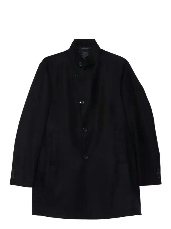 Tagliatore Mandarin-collar Button Coat - Blue