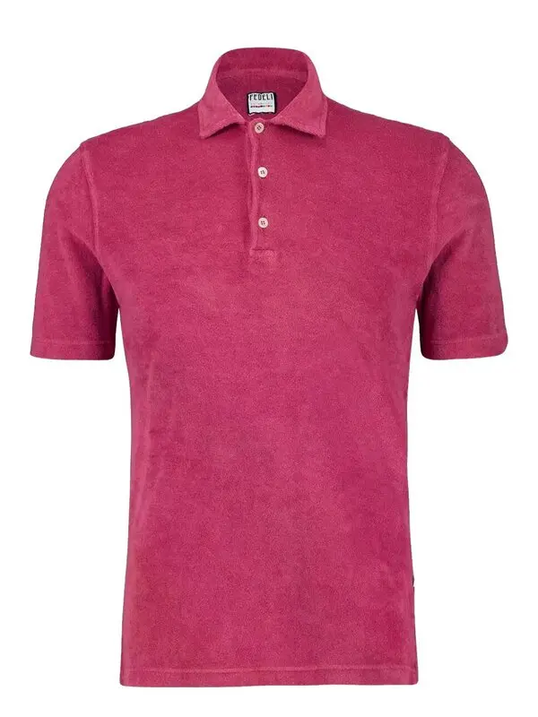 Fedeli Terrycloth Cotton Polo Shirt - Pink