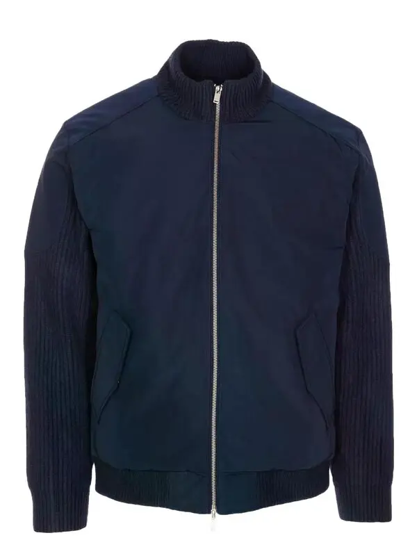 Moose Knuckles Contrast-panel Bomber Jacket - Blue